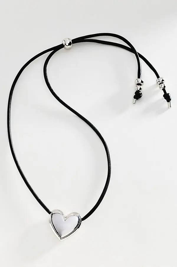 Baublebar Millie Bubble Heart Pendant Cord Necklace - Silver