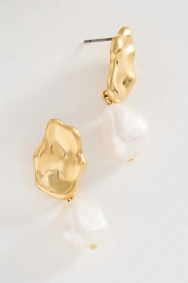 Anthropologie Pressed Petal Drop Earrings - Pearl