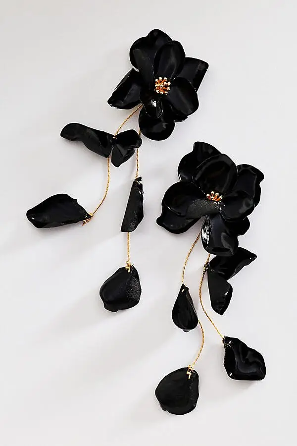 Anthropologie Petal Drop Earrings - Black