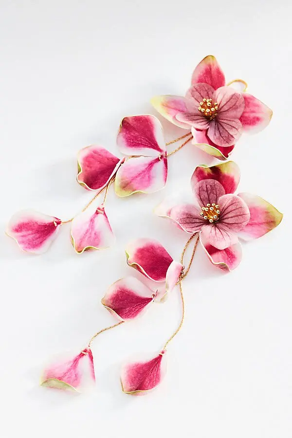 Anthropologie Petal Drop Earrings - Pink