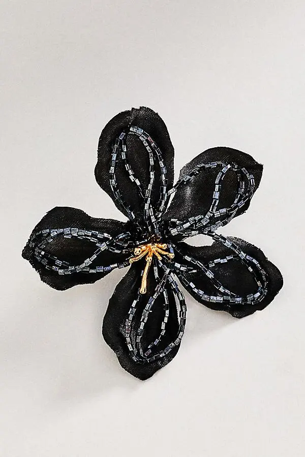 Anthropologie Bloom Beaded Post Earrings - Black