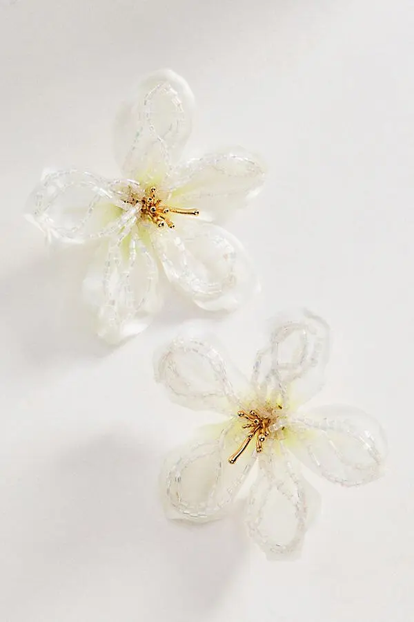 Anthropologie Bloom Beaded Post Earrings - White