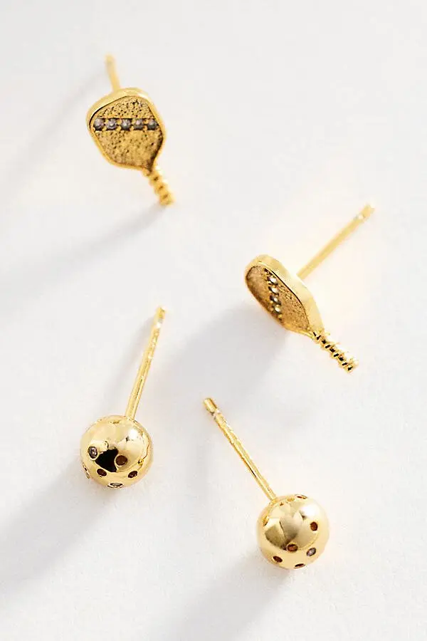 Anthropologie Delicate Pickleball Icon Stud Earrings - Gold