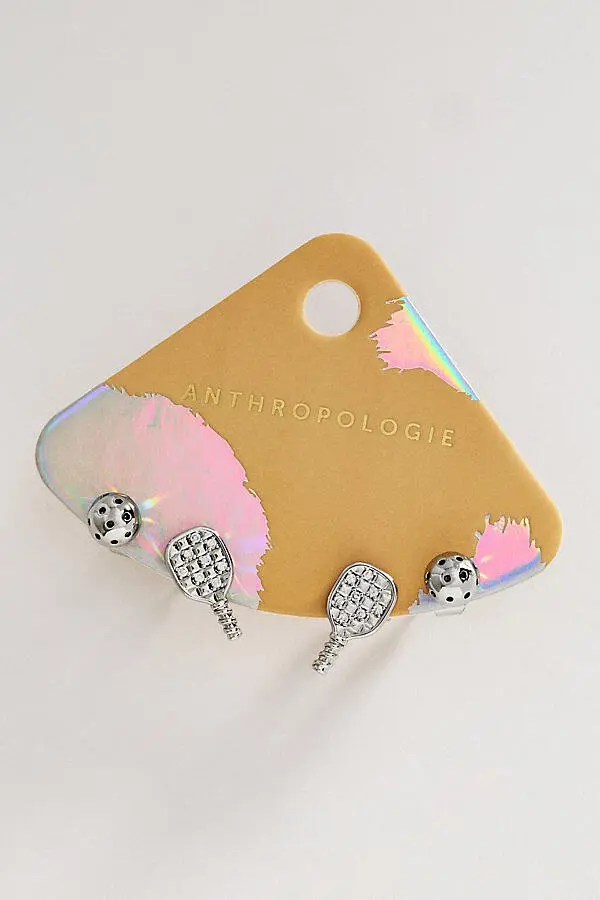 Anthropologie Pickleball Icons Stud Earrings - Silver