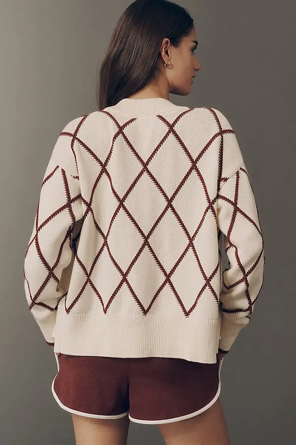 Varley Nile Diamond Cardigan - Ivory Pattern
