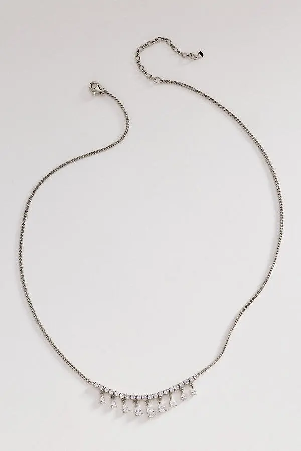 Anthropologie Crystal Tennis Necklace - Silver