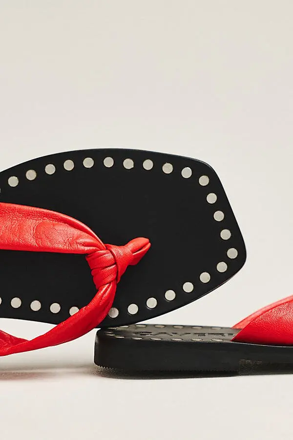 CAVERLEY Studded Flip-flop Sandals - Flame Red