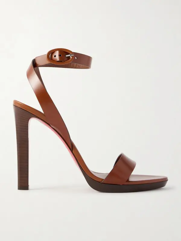 CHRISTIAN LOUBOUTIN Fanny Leather Platform Sandals - Brown