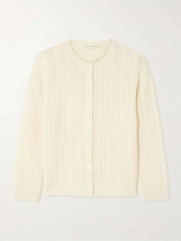 DÔEN Danae Cropped Cable-knit Cashmere Cardigan - Cream