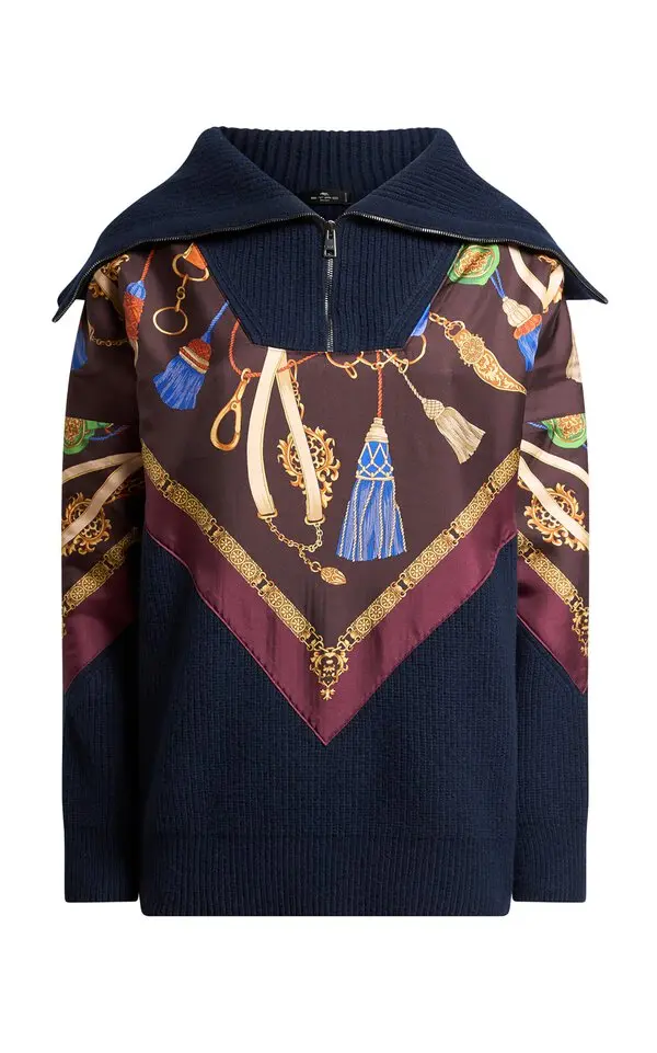 Etro Scarf-detailed Wool-blend Cardigan