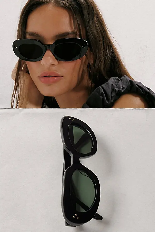 Free People Hazel Round Polarized Sunglasses - Black