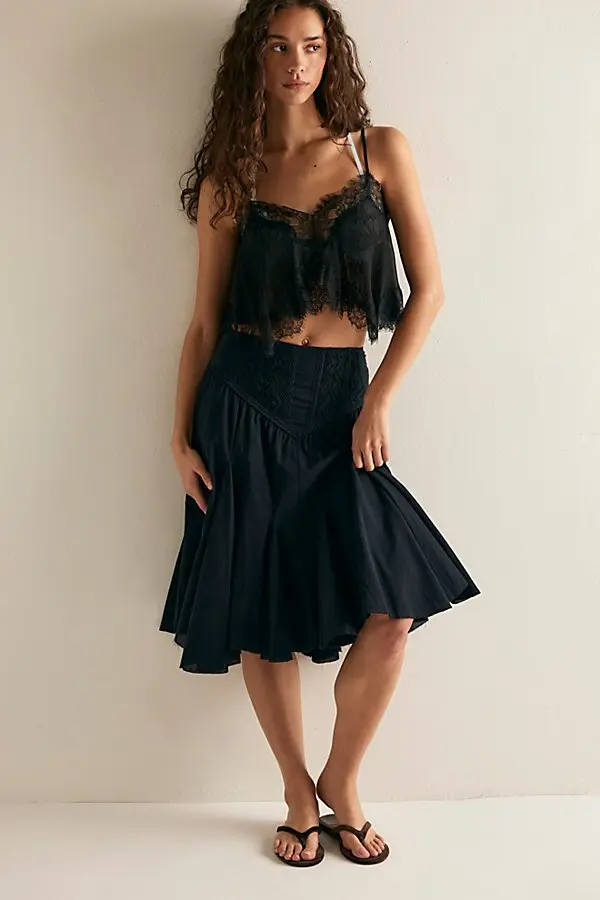 LoveShackFancy Elysia Silk Lace Crop Top