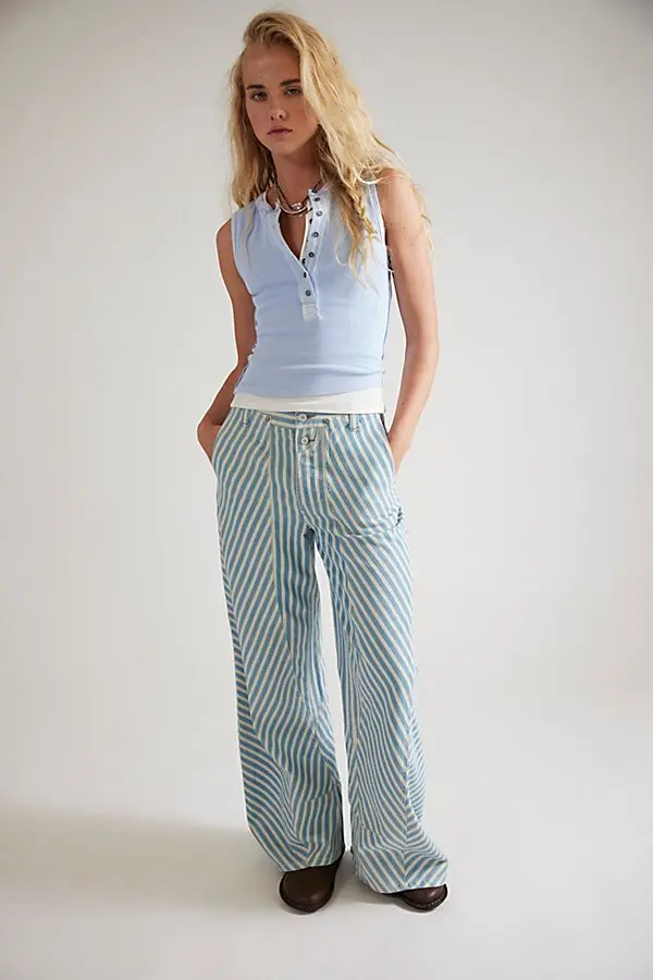Free People Runyon Striped Pants - West Ridge