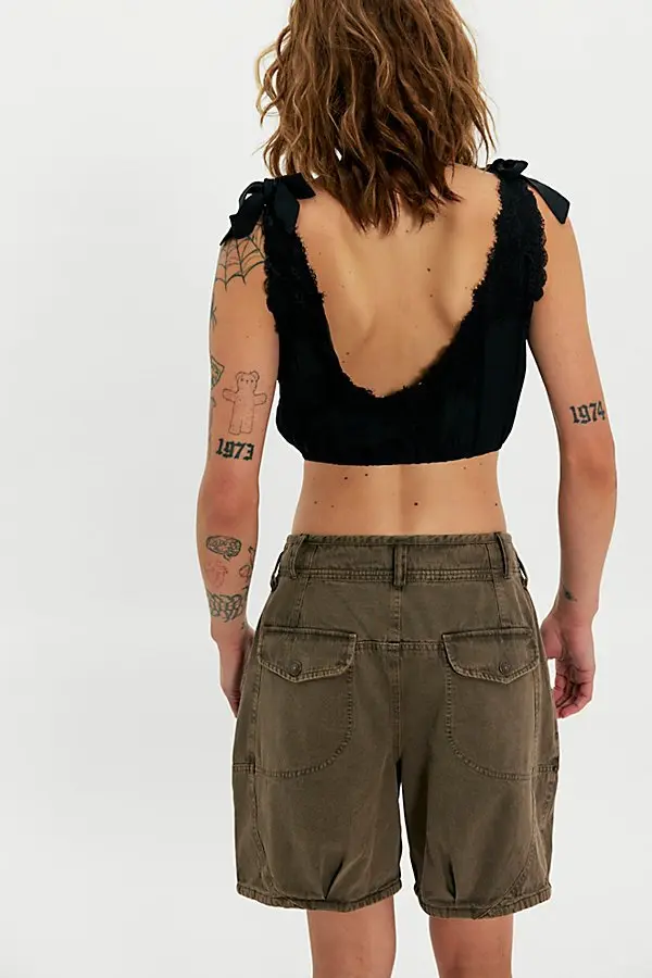 Free People Wild Rebel Barrel Shorts - Teak