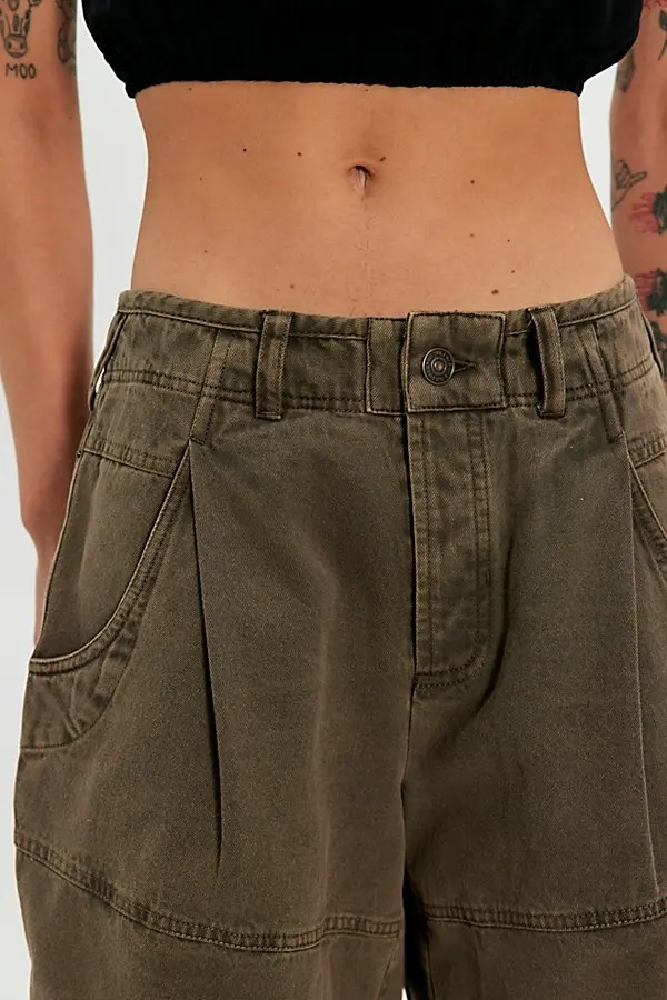 Free People Wild Rebel Barrel Shorts - Teak