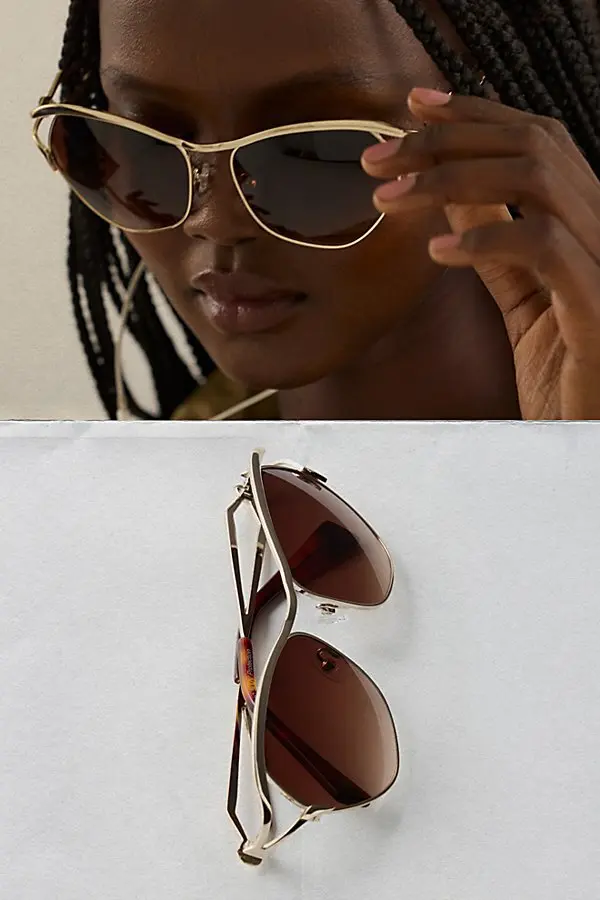 Free People Priestly Premium Polarized Sunglasses - Gold/chocolate