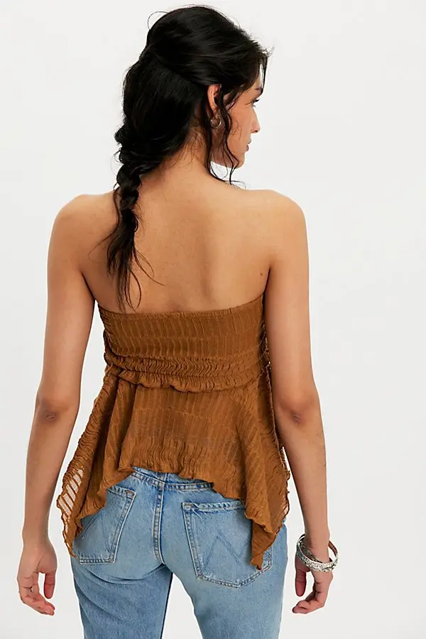 Free People Strapless Babydoll Tube Top With Asymmetrical Hem - Cathay