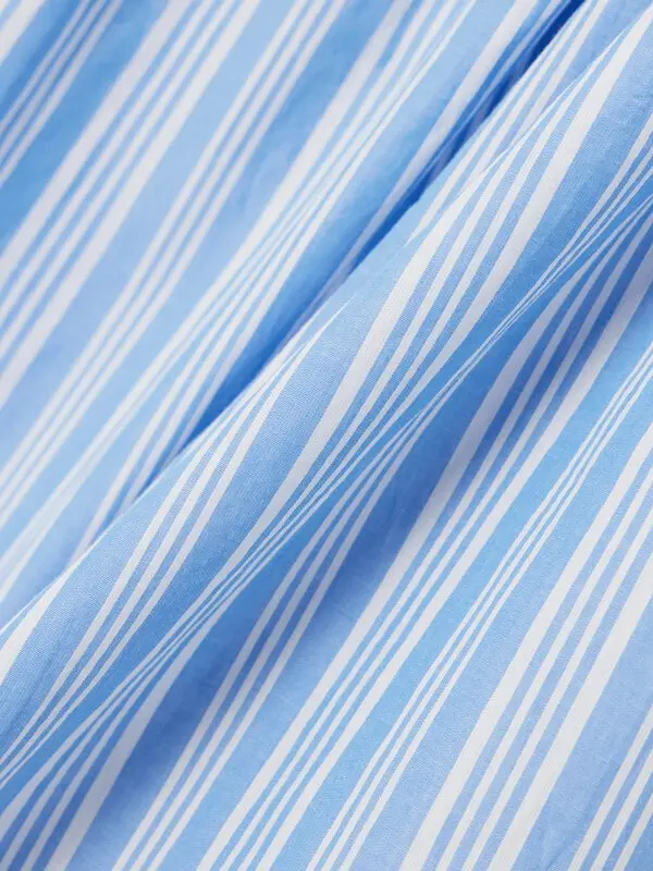 DÔEN Marceline Tiered Striped Organic Cotton Midi Skirt - Blue