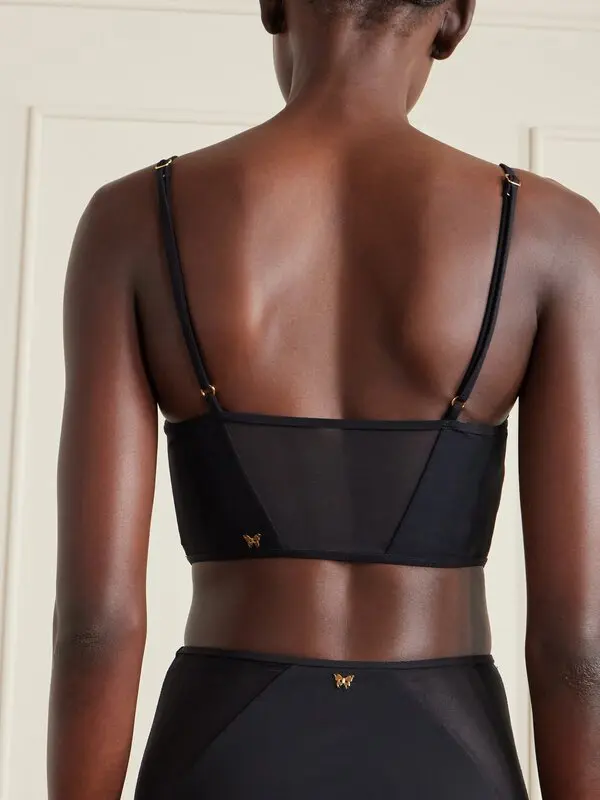 Kiki De Montparnasse Peep Tulle-trimmed Corset Bikini Top