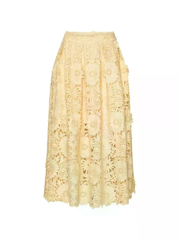 ROTATE BY BIRGER CHRISTENSEN 3d Floral Lace Midi Skirt