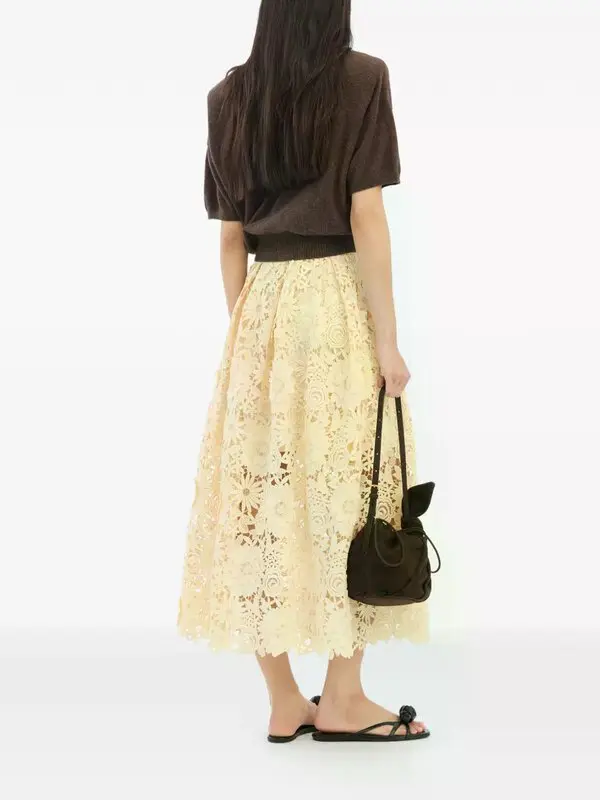 ROTATE BY BIRGER CHRISTENSEN 3d Floral Lace Midi Skirt