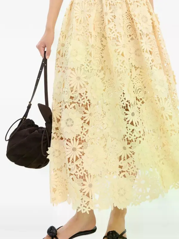ROTATE BY BIRGER CHRISTENSEN 3d Floral Lace Midi Skirt
