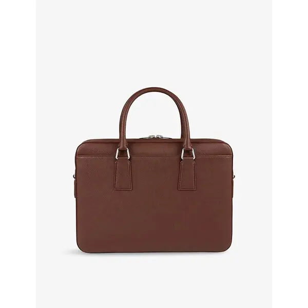 Sandro Embossed Logo Briefcase - Cognac