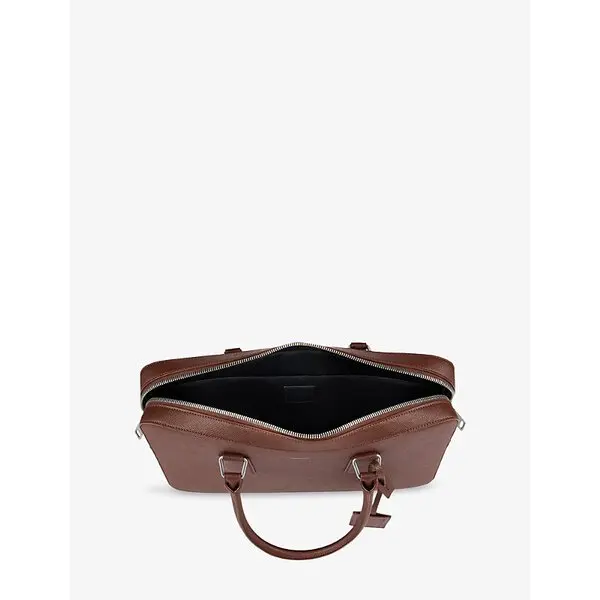 Sandro Embossed Logo Briefcase - Cognac