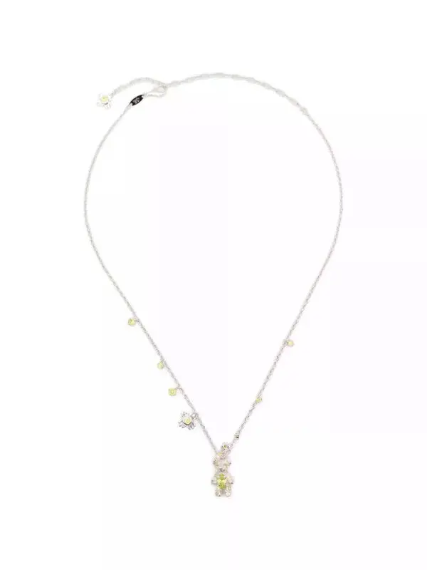 YVMIN Flower Bear-charm Necklace - Silver