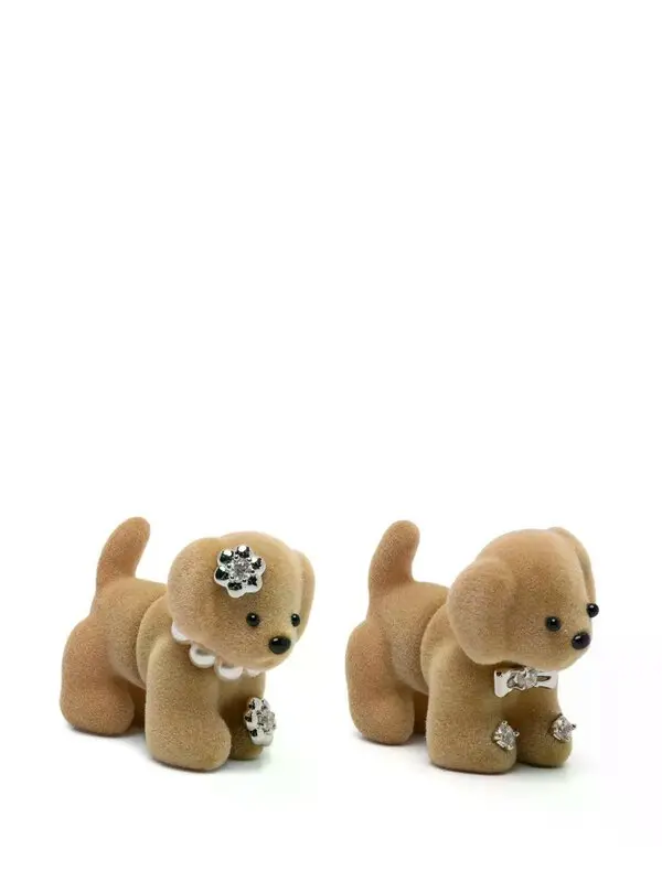 YVMIN Split Puppy Motif Earrings - Silver