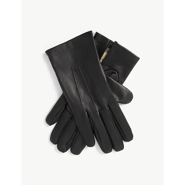 DENTS Hand-stitched Silk-lined Leather Gloves - Black