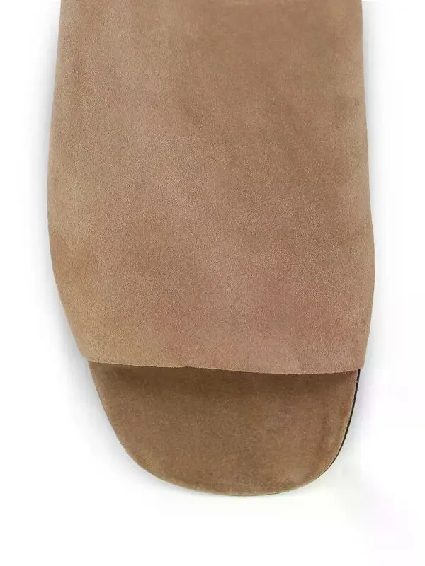 Brunello Cucinelli Suede Open-toe Mules With Monili-embroidered Heel