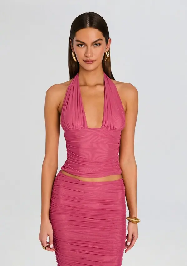 SEROYA Bimini Mesh Halter Top - Sangria