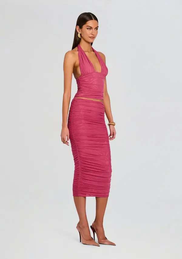 SEROYA Bimini Mesh Halter Top - Sangria