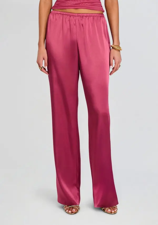 SEROYA Lillian Satin Pant - Sangria
