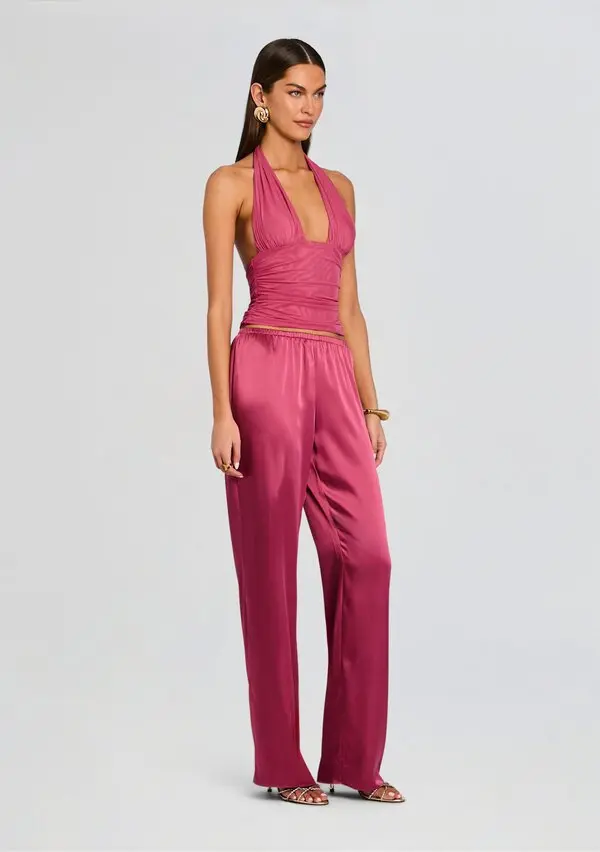 SEROYA Lillian Satin Pant - Sangria