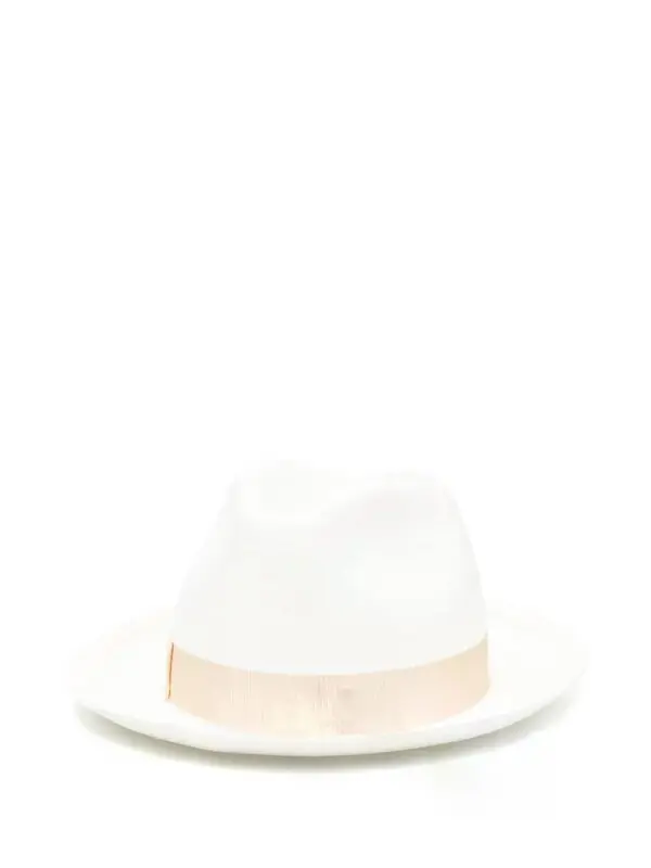 Borsalino Monica Ribbon-detail Straw Hat - White