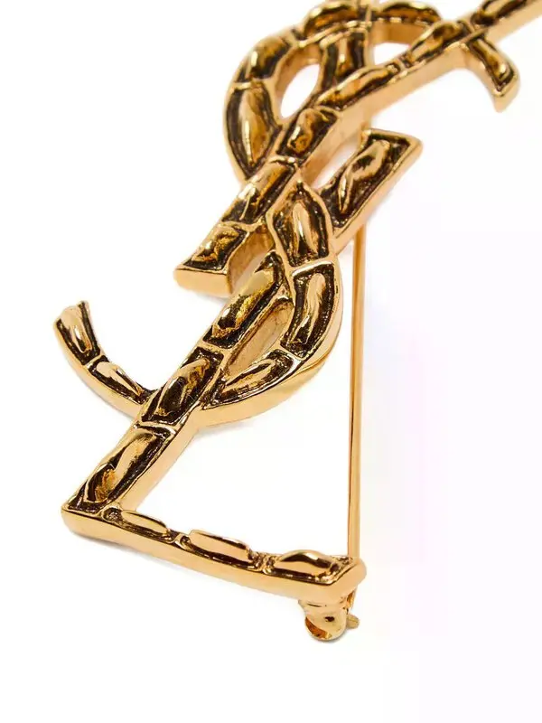 Saint Laurent Embossed Monogram Brooch