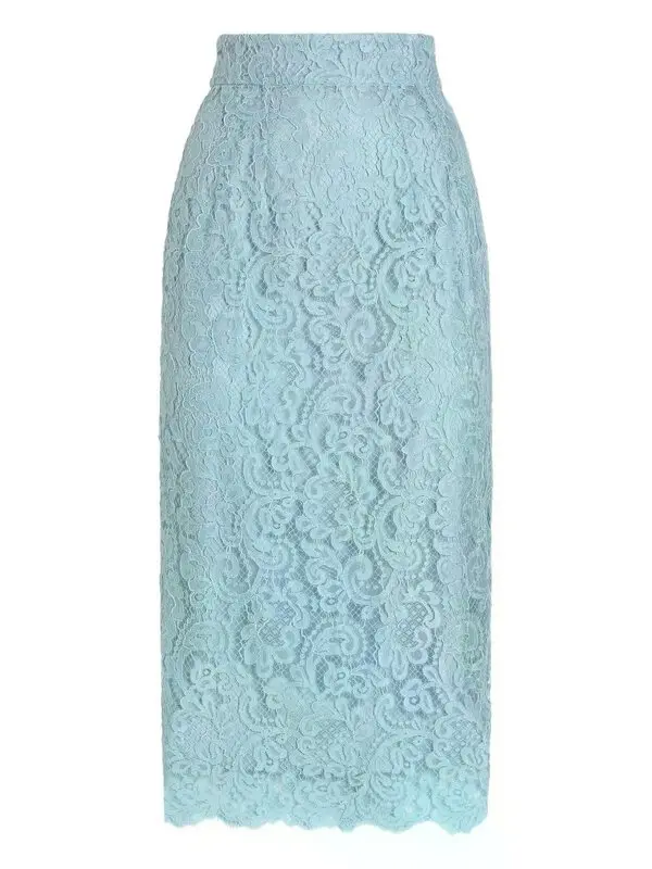 Dolce & Gabbana Lace Midi Skirt - Blue