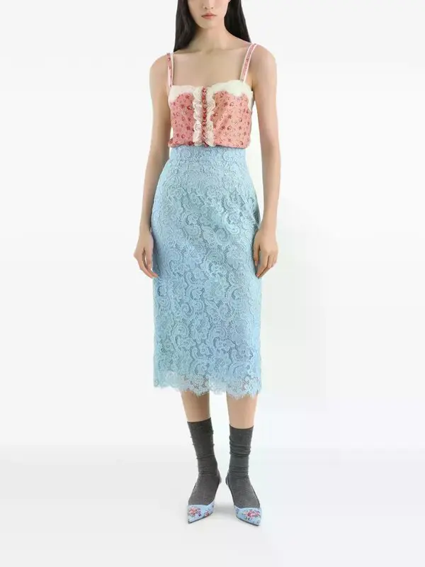 Dolce & Gabbana Lace Midi Skirt - Blue