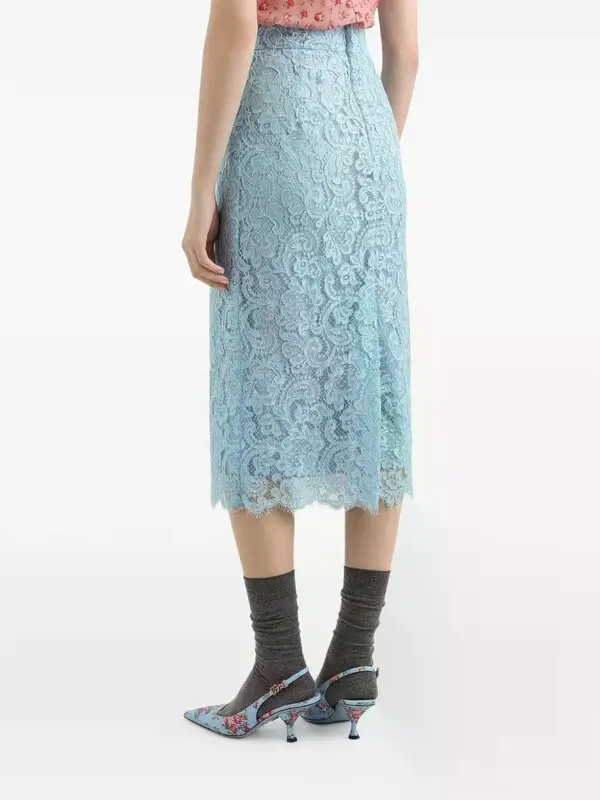 Dolce & Gabbana Lace Midi Skirt - Blue