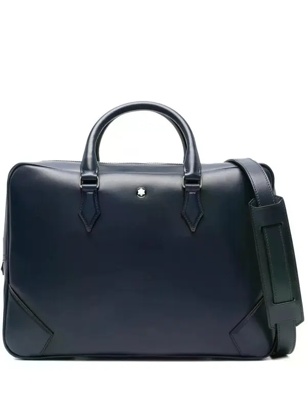 Montblanc Logo Plaque Leather Briefcase - Blue