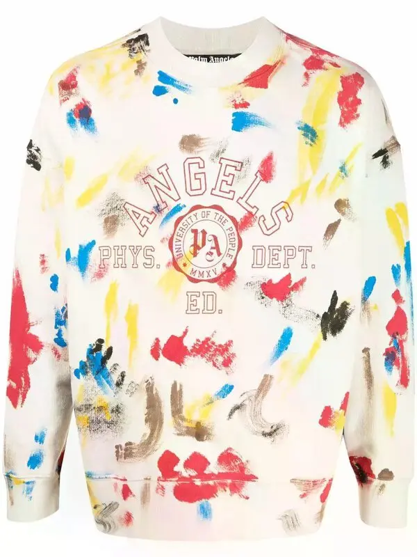 Palm Angels Painted College Sweatshirt - Neutrals