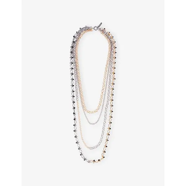 The Kooples Four-row Brass Chain Necklace - Silver / Gold