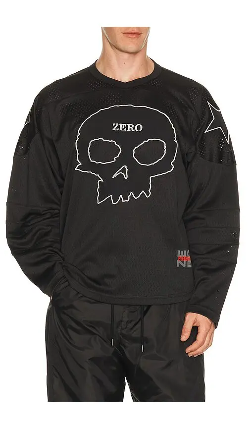PLEASURES X Zero Skateboards Jamie Hockey Jersey - Black