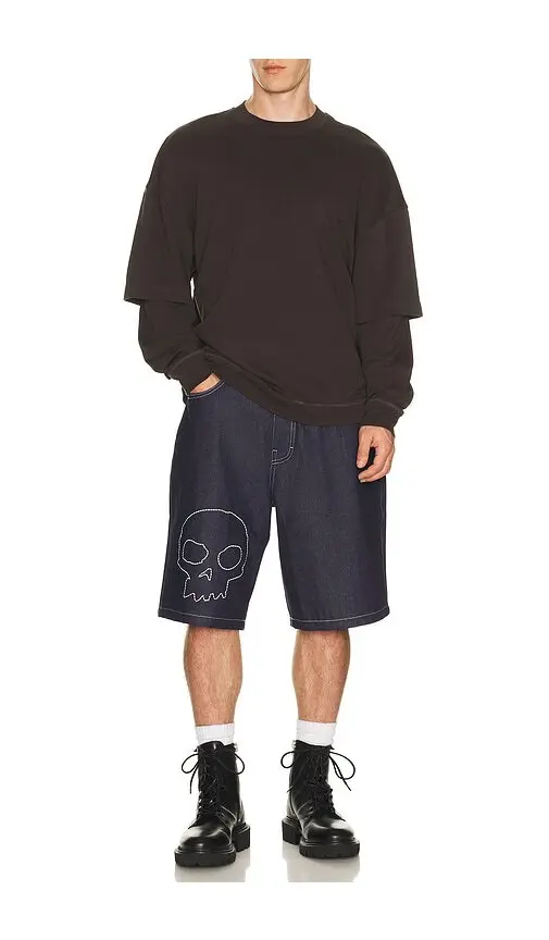 PLEASURES X Zero Skateboards Skull Jorts
