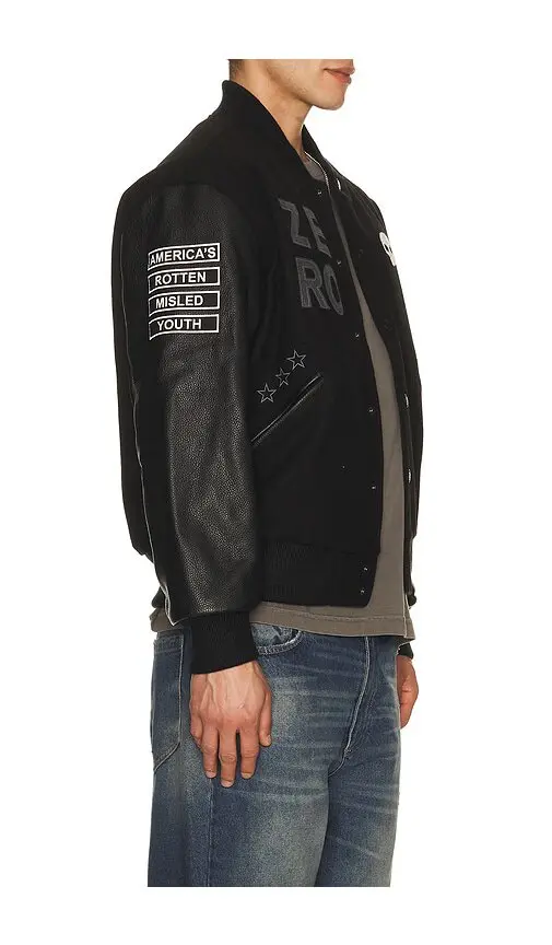 PLEASURES X Zero Skateboards Varsity Jacket