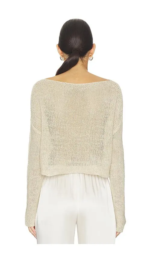 Enza Costa Linen Open Knit Bateau Sweater