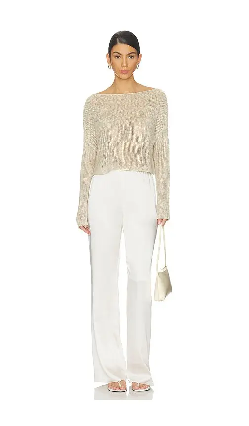 Enza Costa Linen Open Knit Bateau Sweater