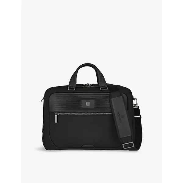 VICTORINOX Mythos Deluxe Leather And Woven Briefcase - Black